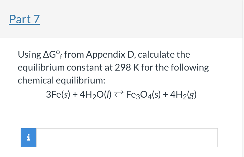Solved Calculate the equilibrium constant at 298 K for each | Chegg.com