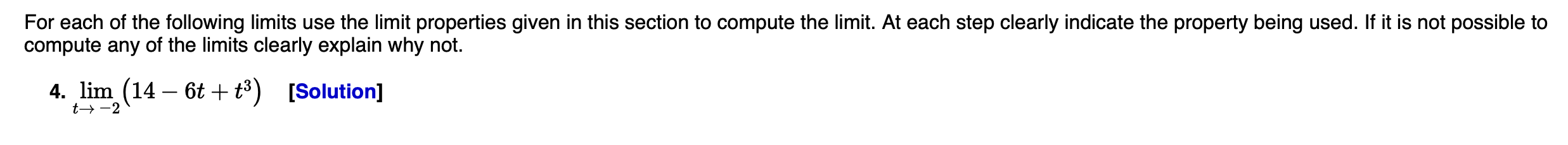 Solved For each of the following limits use the limit | Chegg.com