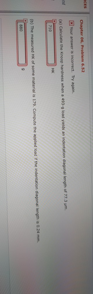 Solved RCES Chapter 06, Problem 6.52 x Your answer is | Chegg.com