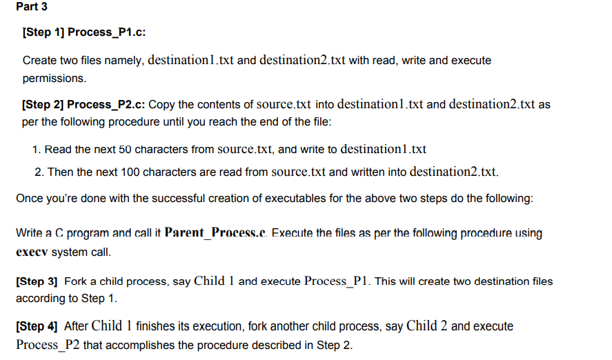 Solved The source.txt can be any txt file execv (char | Chegg.com