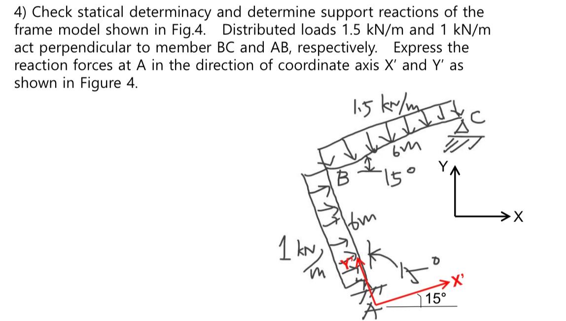 Solved 4) Check statical determinacy and determine support | Chegg.com