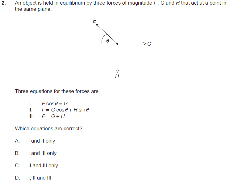 Solved 2. An object is held in equilibrium by three forces | Chegg.com