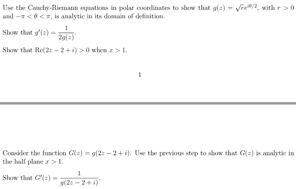 Solved Use the Cauchy-Riemann equations in polar coordinates | Chegg.com