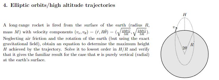 Solved 4. Elliptic orbits/high altitude trajectories A | Chegg.com