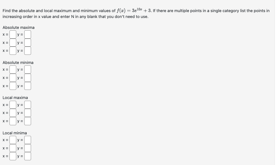 Solved Find the absolute and local maximum and minimum | Chegg.com