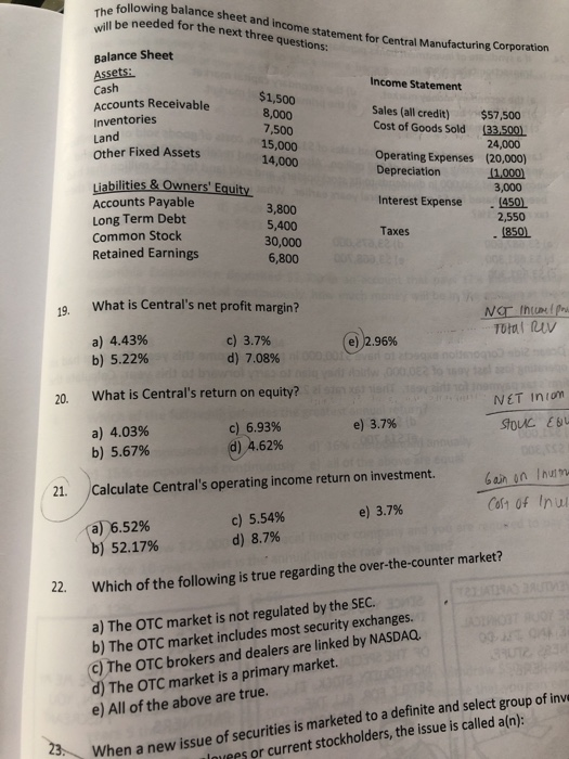 Solved ing balance sheet and income eeded for the next three | Chegg.com