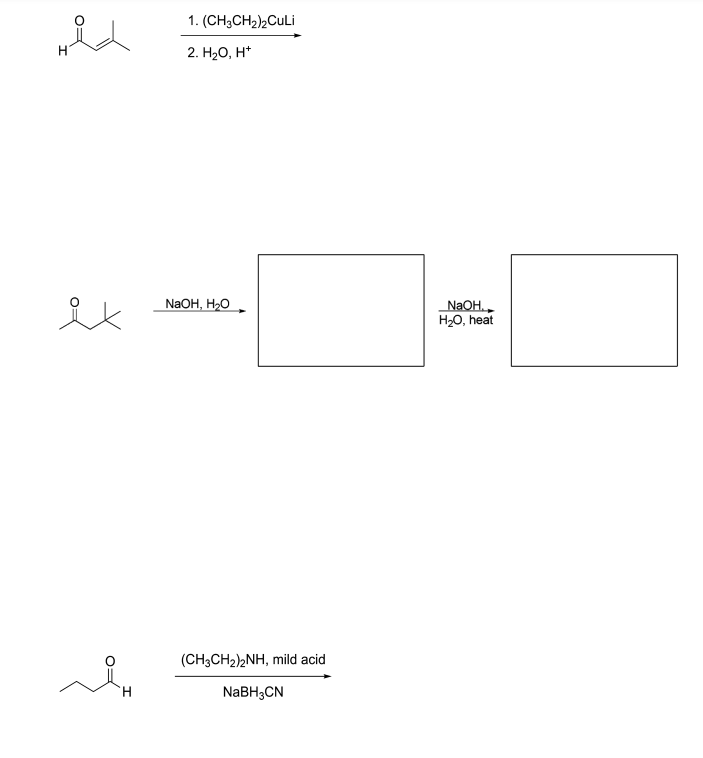 Solved 1. (CH3CH2)2Culi 2. H20, H+ NaOH, HẠO NaOH. H20, heat | Chegg.com