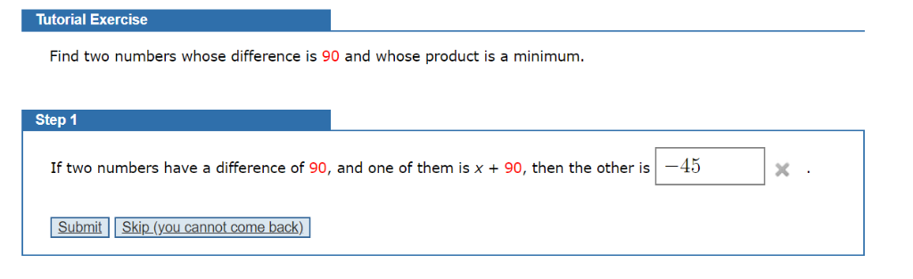 Solved Tutorial Exercise Find two numbers whose difference | Chegg.com Solved Tutorial Exercise Find two numbers whose difference | Chegg.com