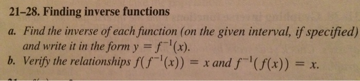 Solved 21-28. Finding inverse functions Find the inverse of | Chegg.com