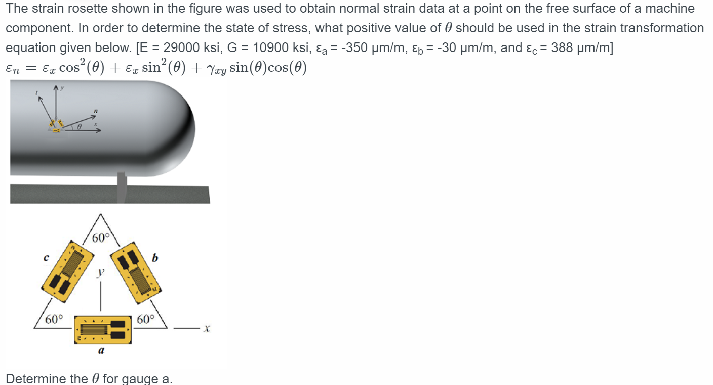 The strain rosette shown in the figure was used to | Chegg.com