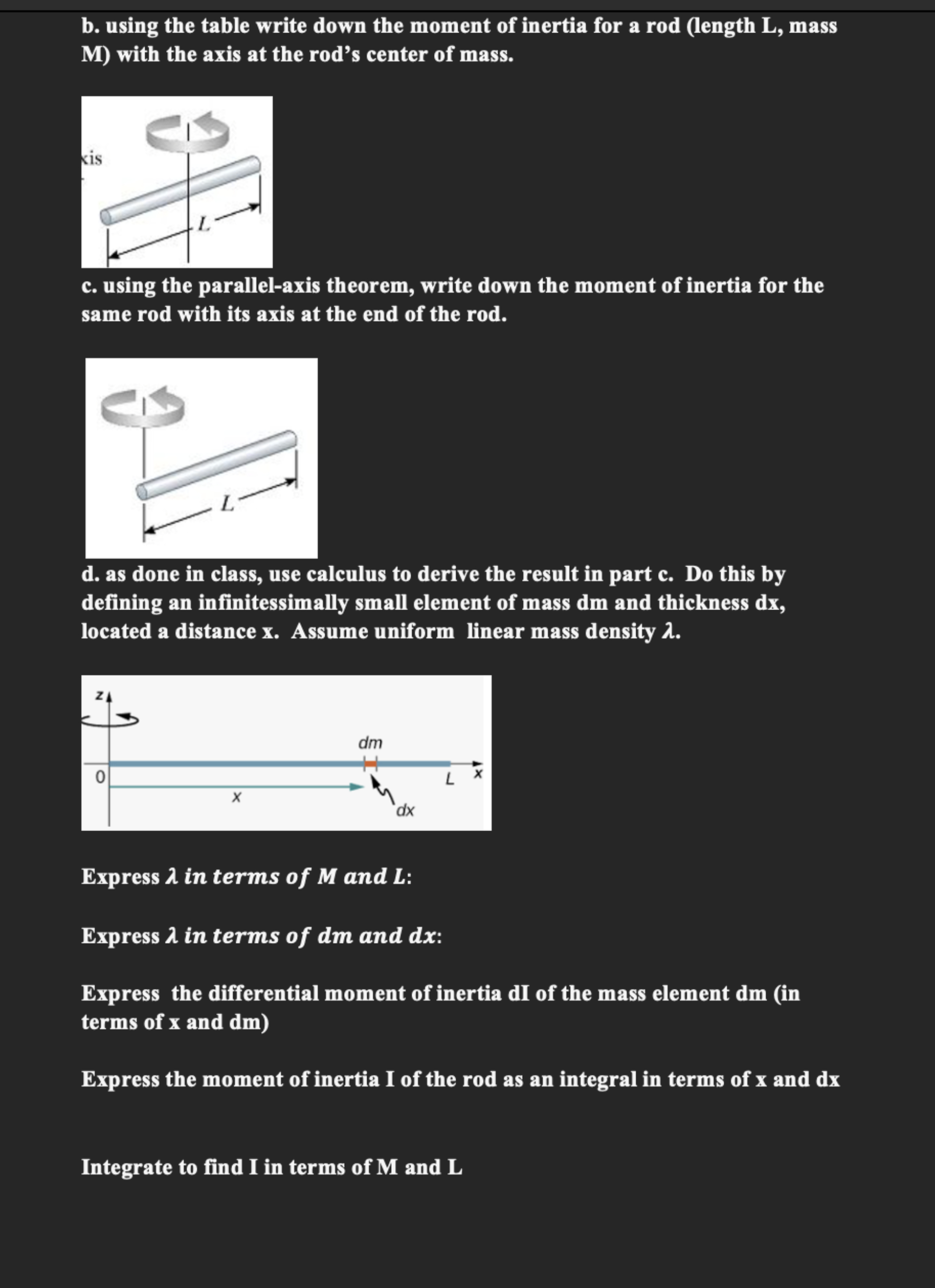 Solved b. ﻿using the table write down the moment of inertia | Chegg.com