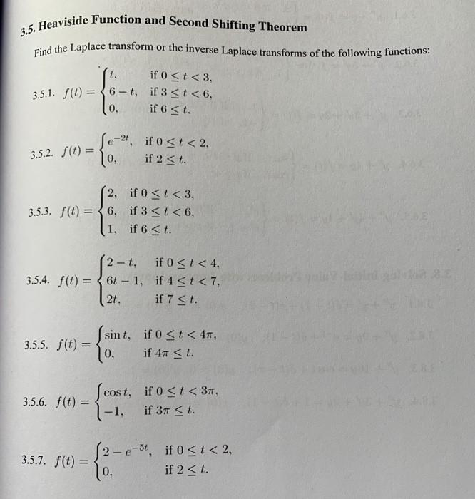 Solved teaviside Function and Second Shifting Theorem nd the | Chegg.com