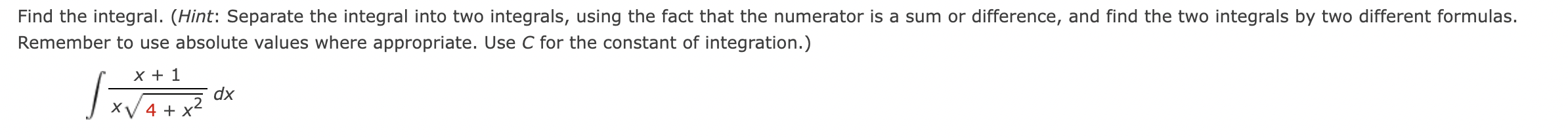 Solved Find the integral. (Hint: Separate the integral into | Chegg.com Solved Find the integral. (Hint: Separate the integral into | Chegg.com