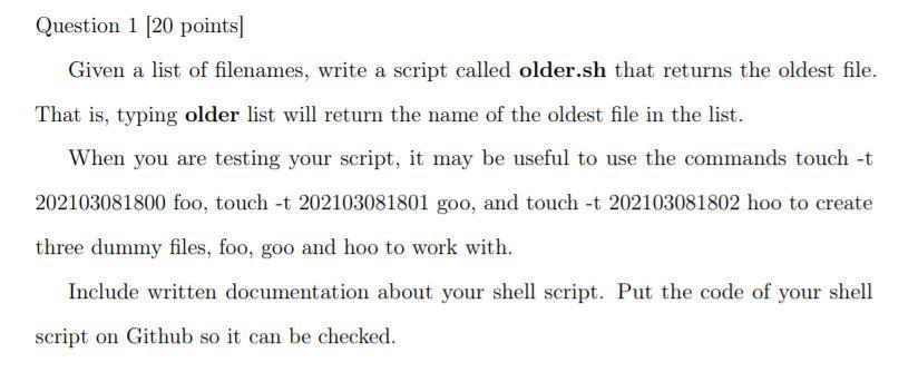 Solved Question 1 (20 points) Given a list of filenames, | Chegg.com
