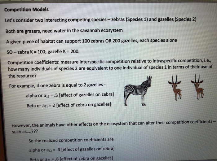 Solved Competition Models Let's consider two interacting | Chegg.com
