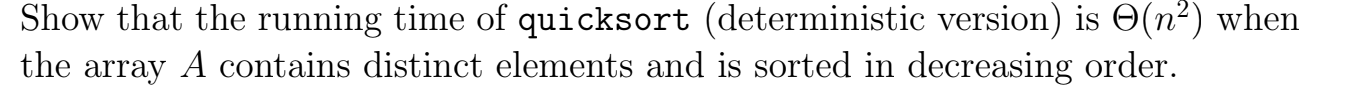 Solved Show that the running time of quicksort | Chegg.com