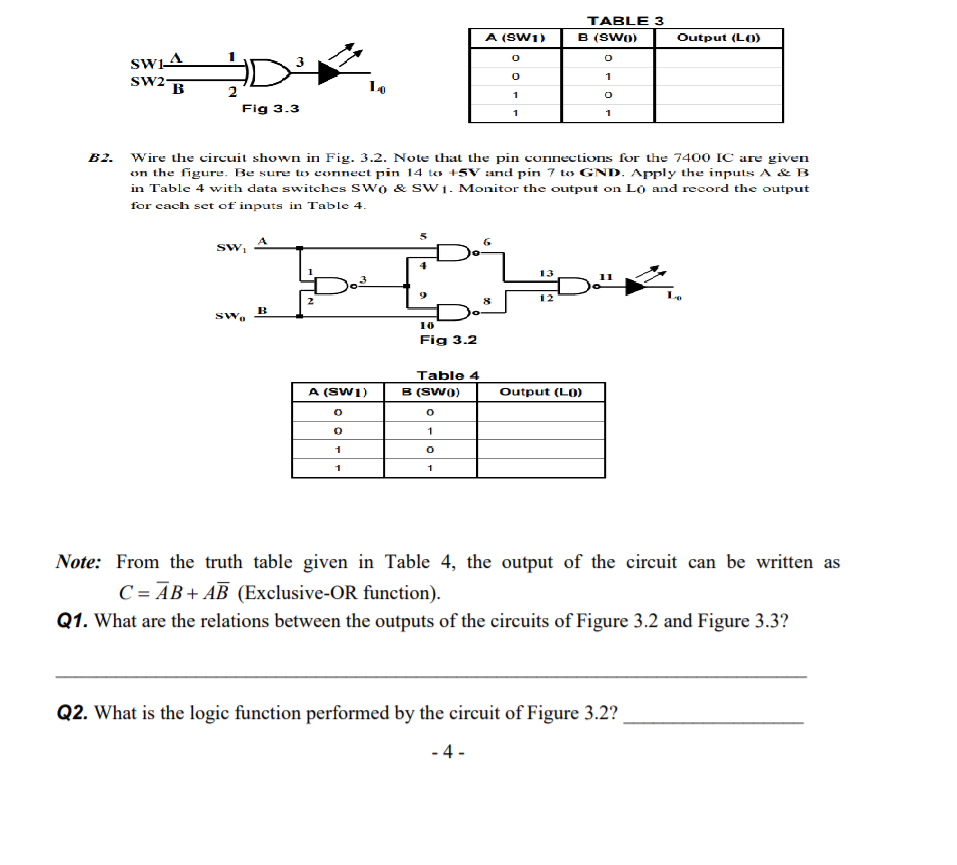 Solved TABLE 3 B (SWO) A (SW1) Output (LO) 0 O SW14 SW2 B 0 | Chegg.com