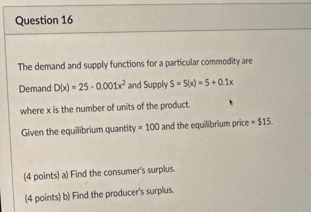 Solved The demand and supply functions for a particular | Chegg.com