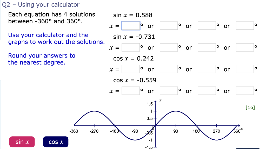 Solved Q2 - Using your calculator Each equation has 4 | Chegg.com