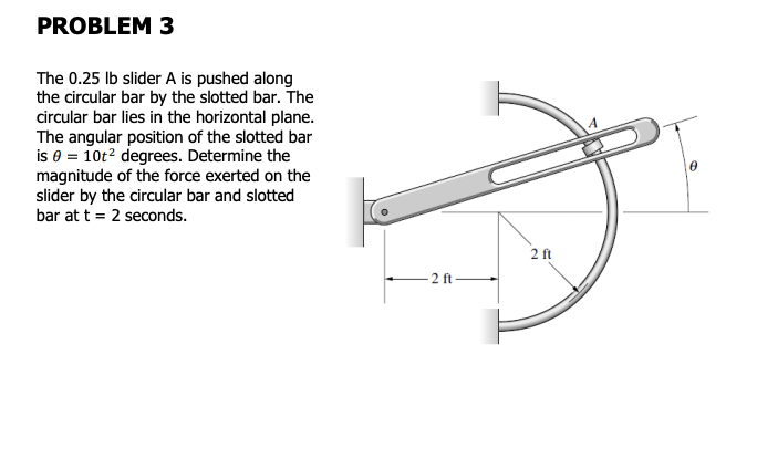 Solved PROBLEM 3 The 0.25 lb slider A is pushed along the | Chegg.com