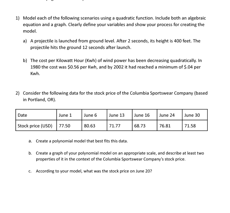 Solved 1) Model each of the following scenarios using a | Chegg.com