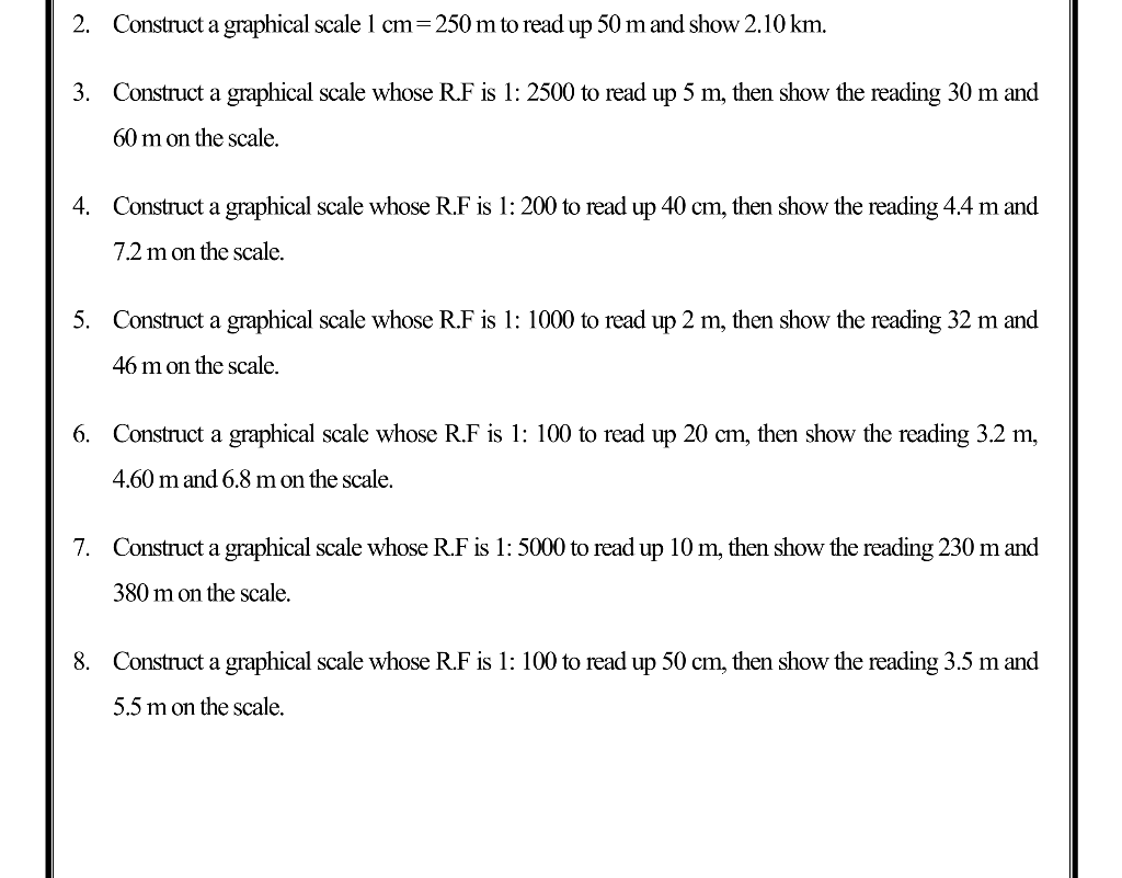 Solved 2. Construct a graphical scale 1 cm=250 m to read up | Chegg.com
