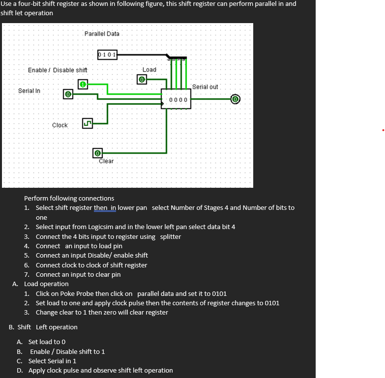 Jse a four-bit shift register as shown in following | Chegg.com