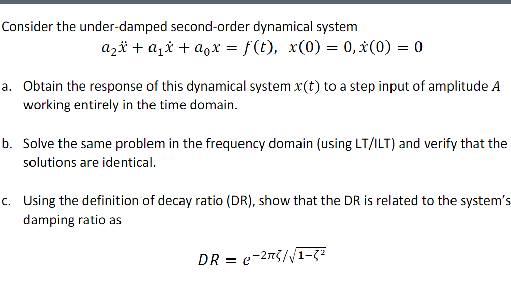 Solved Consider the under-damped second-order dynamical | Chegg.com