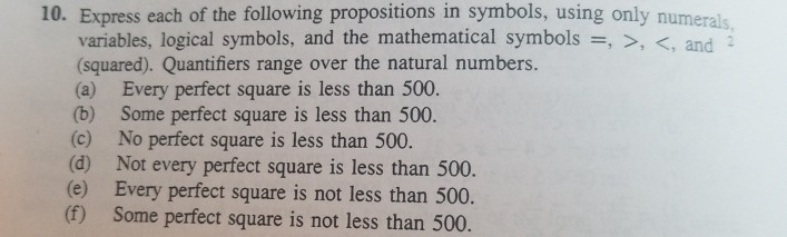 Solved 10. Express each of the following propositions in | Chegg.com
