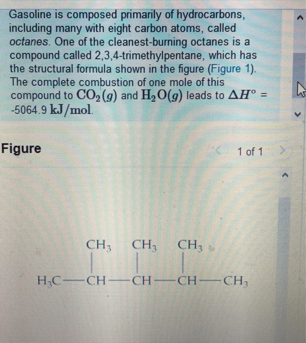 Solved Gasoline is composed primarily of hydrocarbons, | Chegg.com