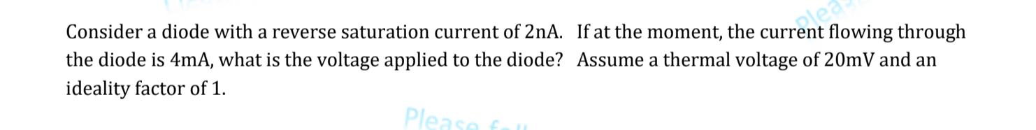 Solved ele Consider a diode with a reverse saturation | Chegg.com