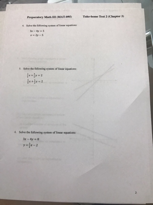 Solved Preparatory Math III (MAT-095) Take-home Test 2 | Chegg.com
