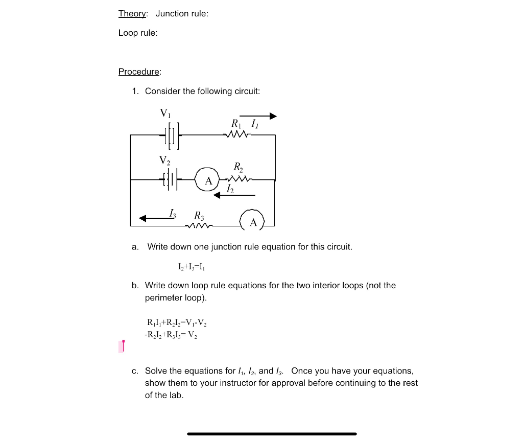 Solved Theory: Junction rule: Loop rule: Procedure: 1. | Chegg.com