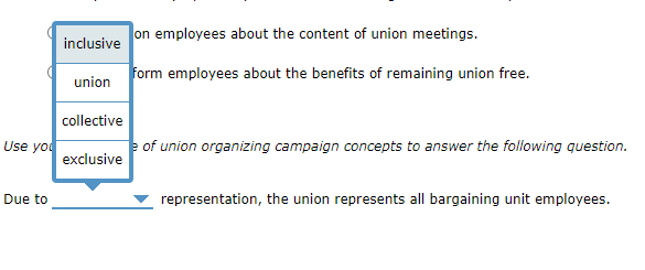 Solved on employees about the content of union meetings. | Chegg.com