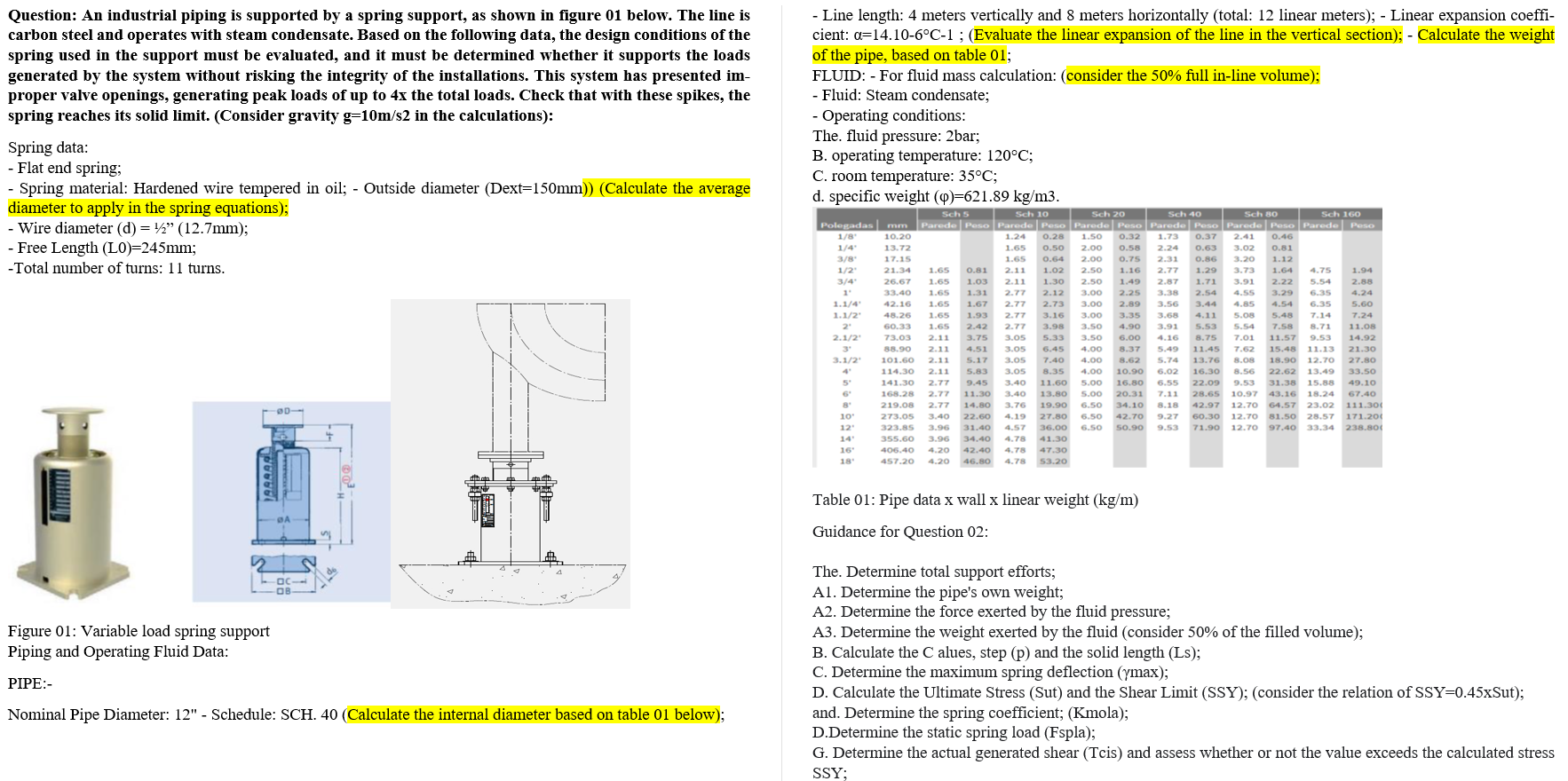 Solved Question: An industrial piping is supported by a | Chegg.com