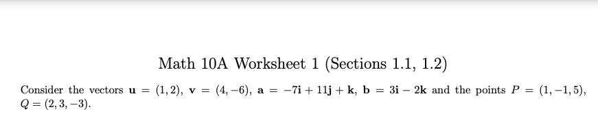 Solved Math 10A Worksheet 1 (Sections 1.1, 1.2) Consider the | Chegg.com