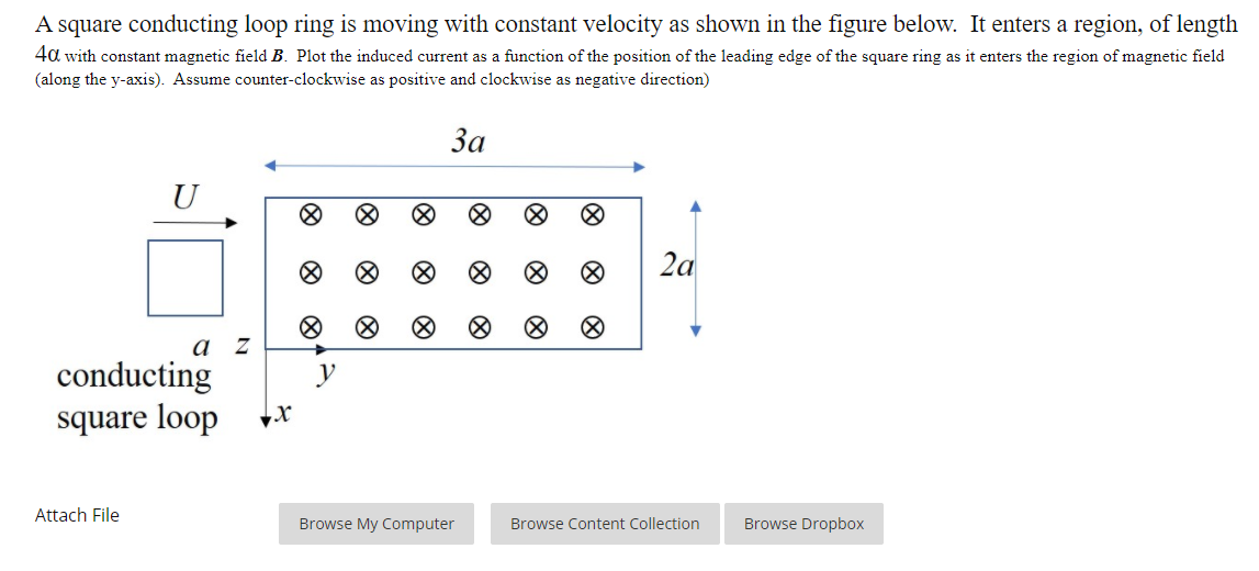 Solved A square conducting loop ring is moving with constant | Chegg.com