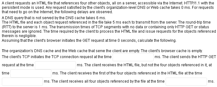 Solved A client requests an HTML file that references four | Chegg.com