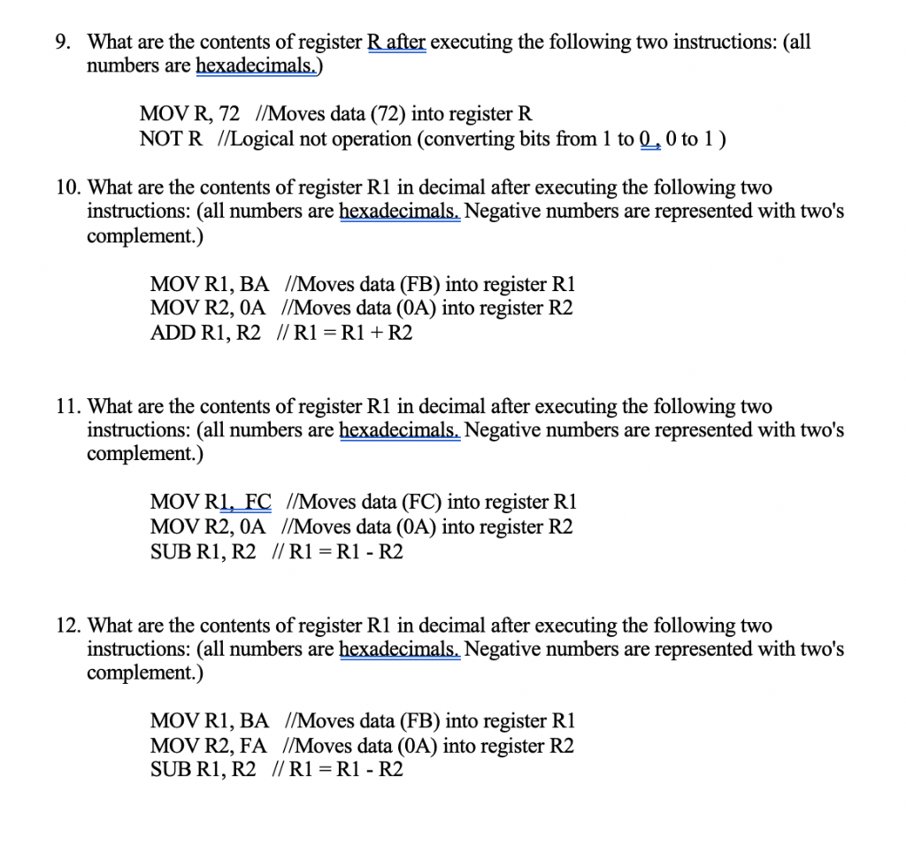 Solved What are the contents of register R after executing | Chegg.com