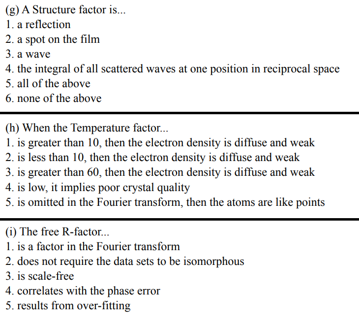 Solved (g) A Structure factor is... 1. a reflection 2. a | Chegg.com