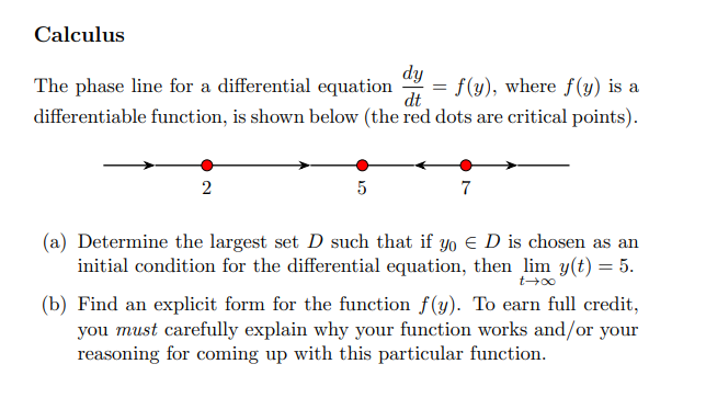 Solved Calculus The phase line for a differential equation | Chegg.com