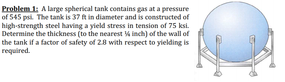 Solved Problem 1: A large spherical tank contains gas at a | Chegg.com