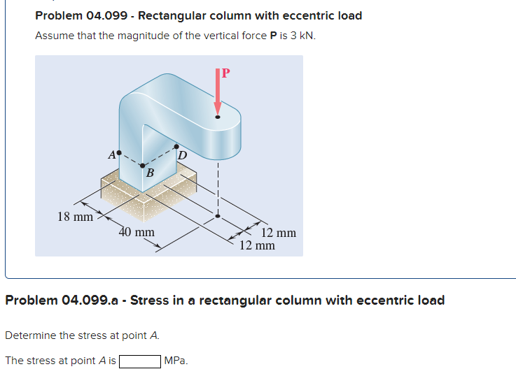 Solved Problem 04.099 - Rectangular column with eccentric | Chegg.com