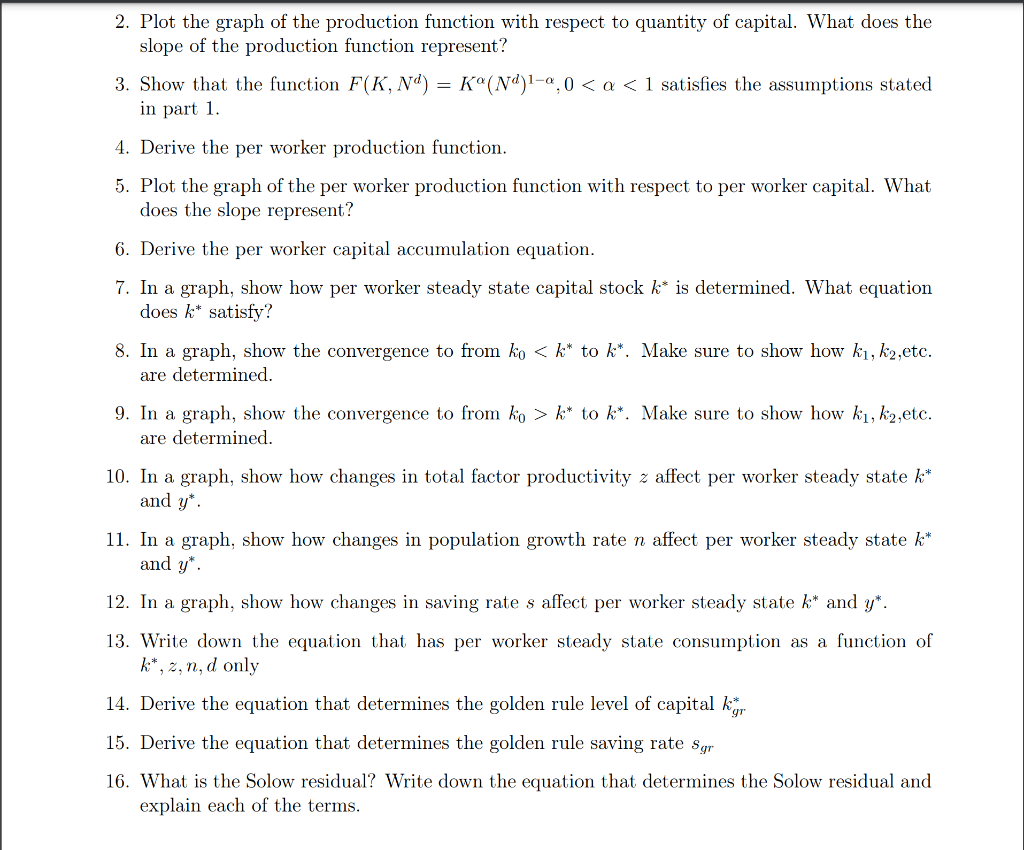 Solved 2. Plot the graph of the production function with | Chegg.com