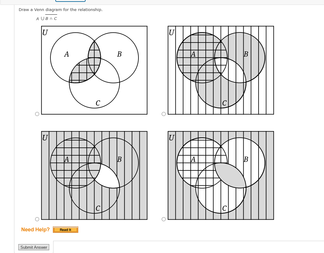 Solved Draw a Venn diagram for the relationship. A∪B∩C | Chegg.com