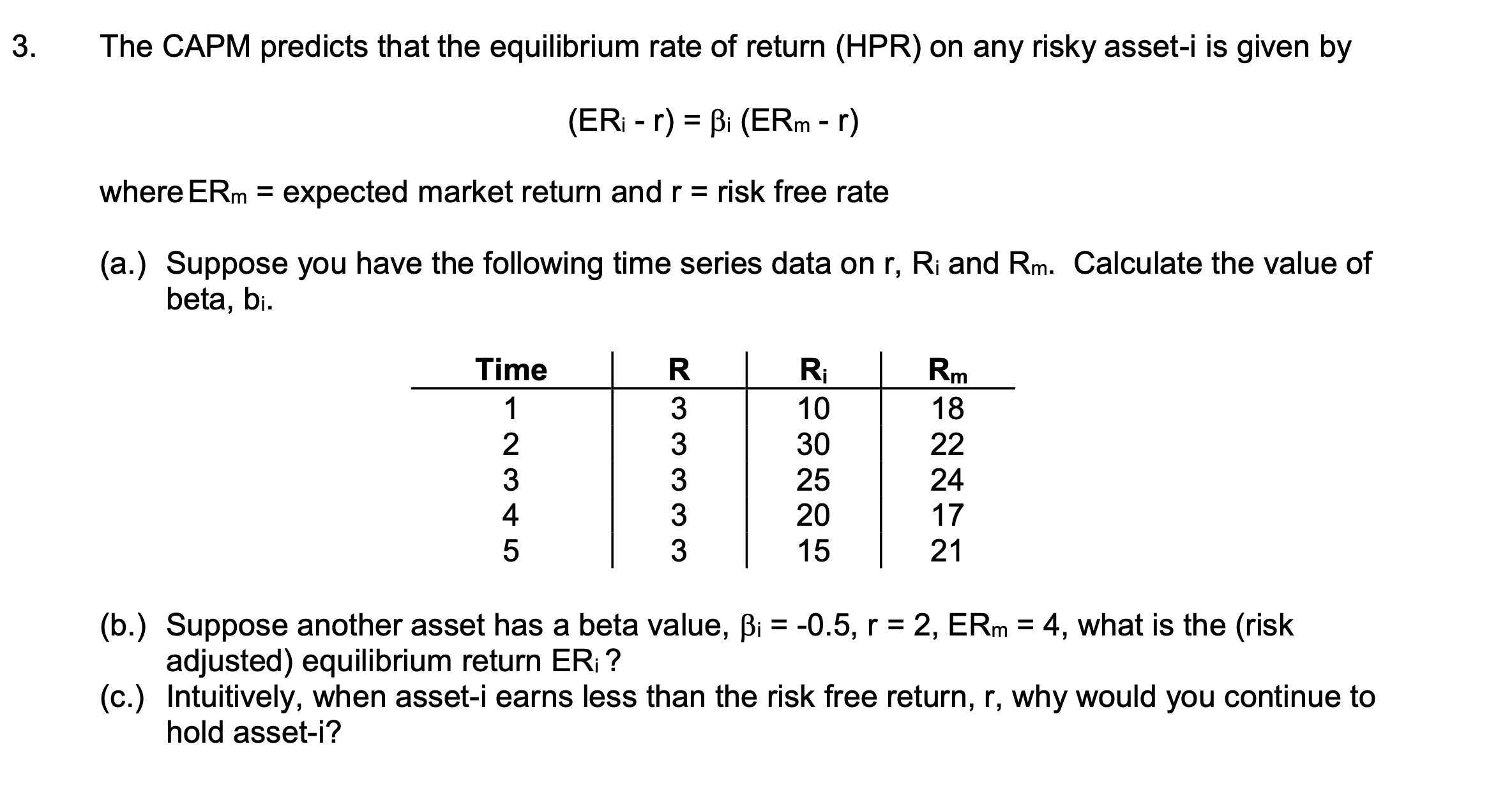 Solved The CAPM predicts that the equilibrium rate of return | Chegg.com