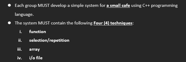 Solved Each group MUST develop a simple system for a small | Chegg.com