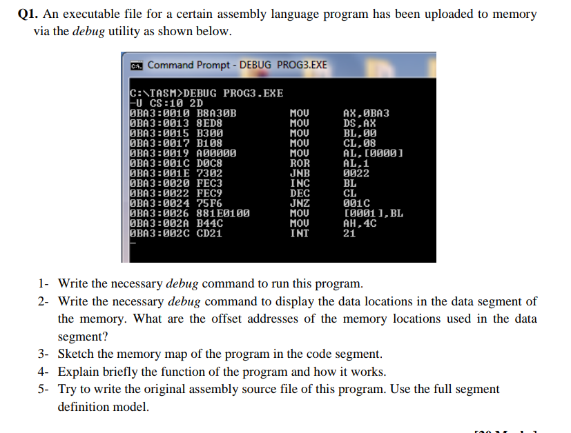 Q1. An executable file for a certain assembly | Chegg.com