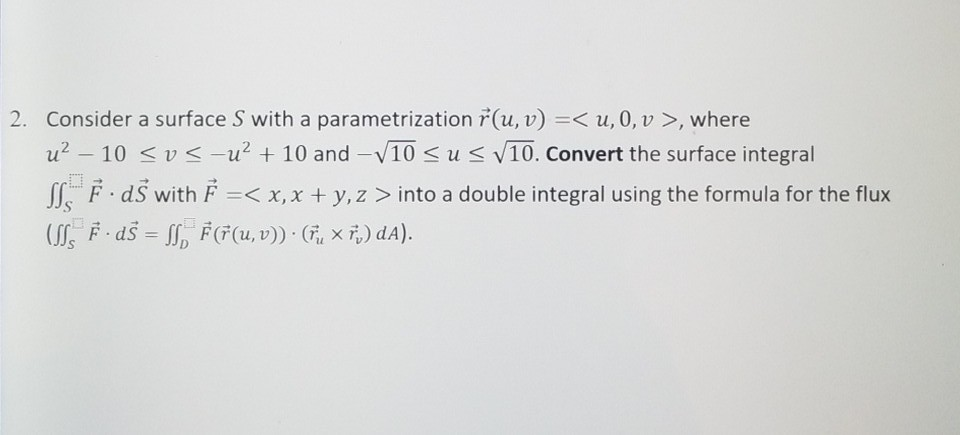 Solved Consider a surface S with a parametrization r(u, v) | Chegg.com