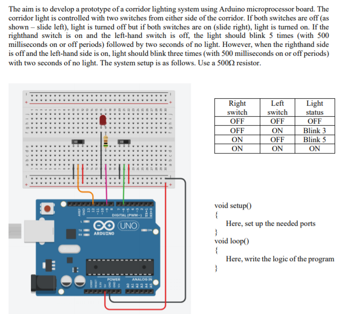 Solved The aim is to develop a prototype of a corridor | Chegg.com